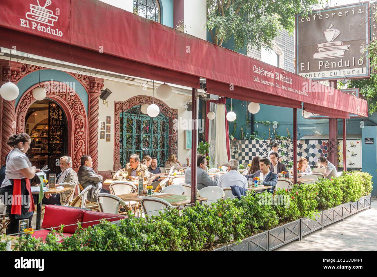 Mexico City,Polanco Hispanic Cafebreria El Pendulo restaurant,sidewalk ...
