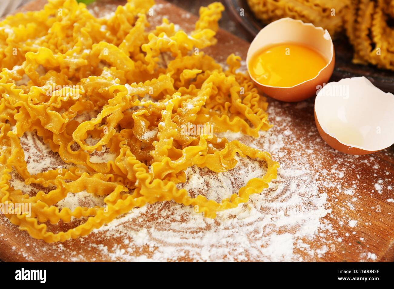 Still life with raw homemade pasta and ingredients for pasta Stock ...