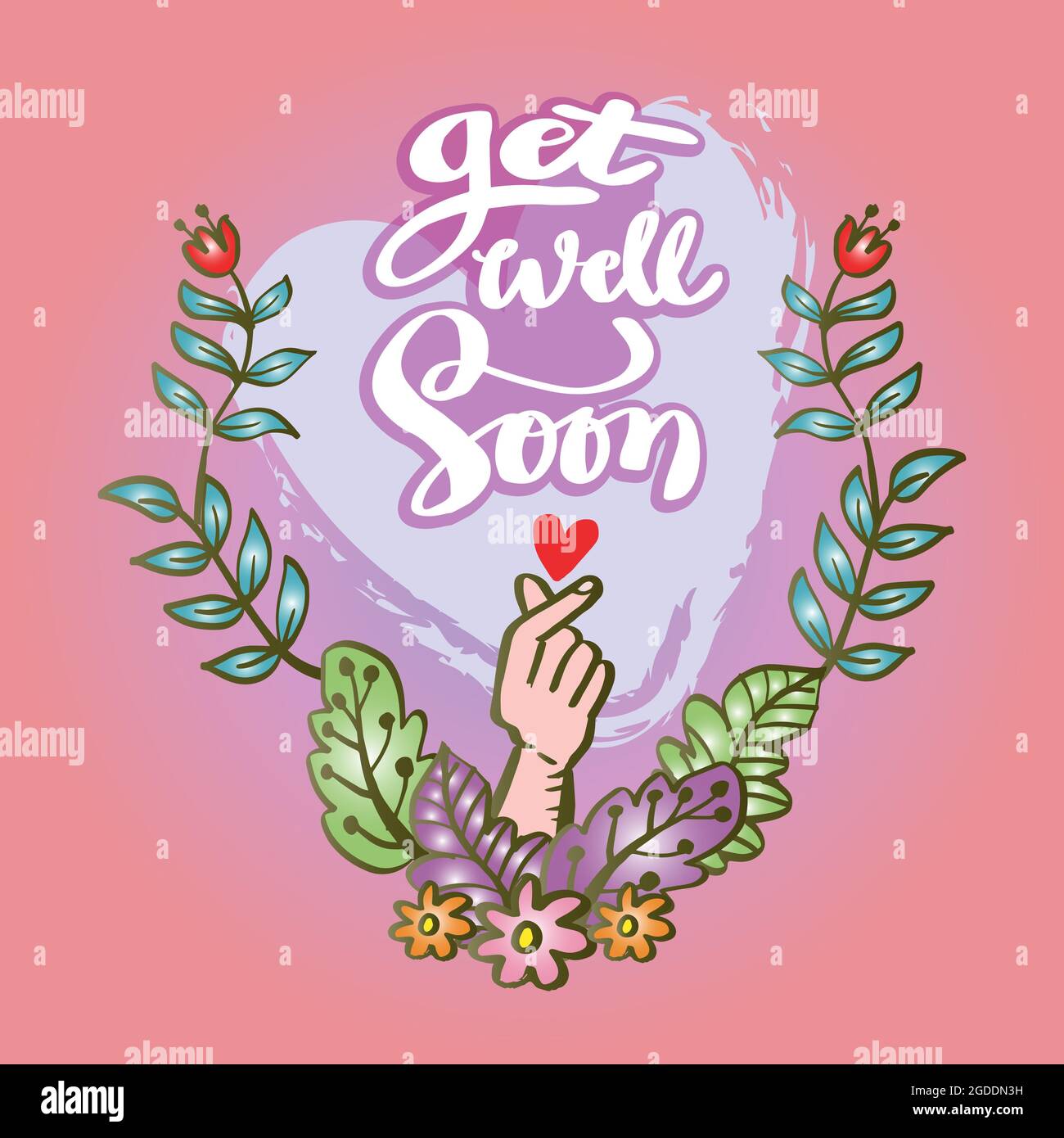 Get well soon hand lettering. Greeting card concept Stock Photo - Alamy