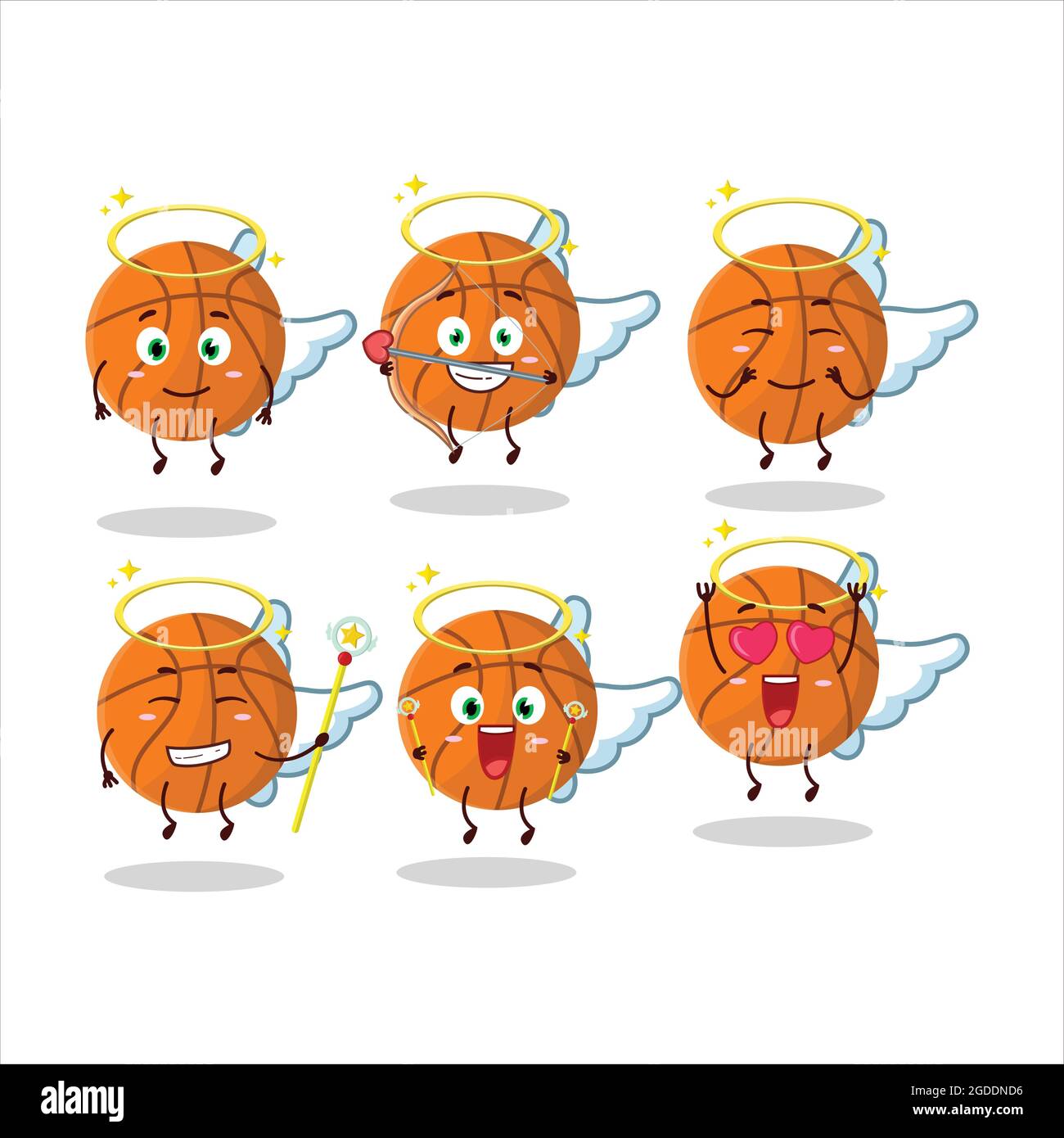 Basketball cartoon designs as a cute angel character. Vector ...