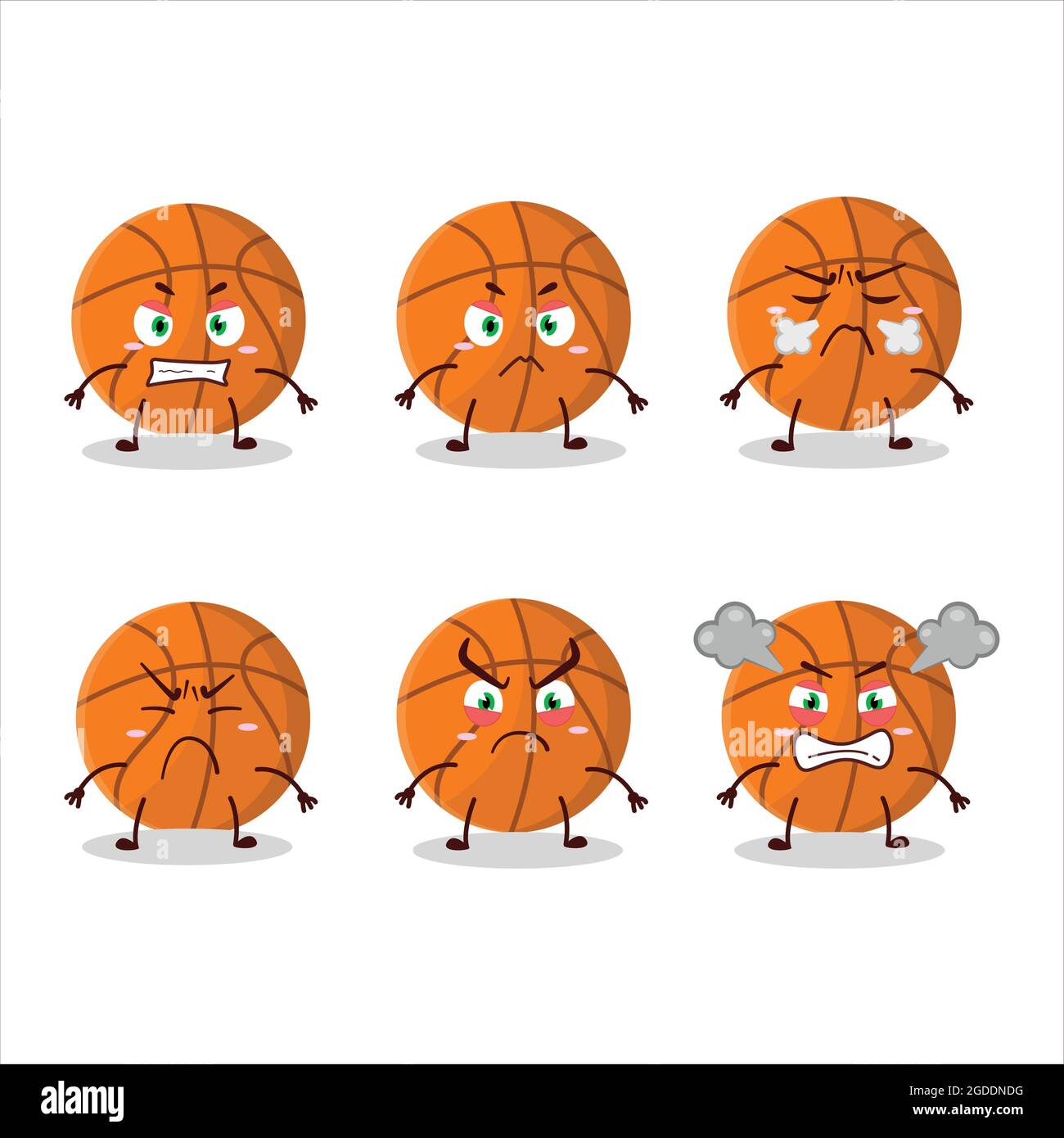 Basketball cartoon character with various angry expressions. Vector ...