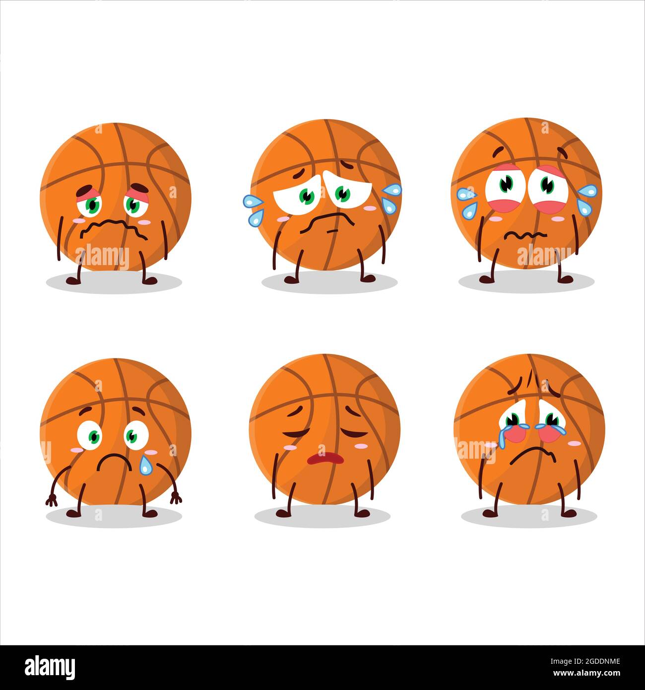 Basketball cartoon in character with sad expression. Vector ...