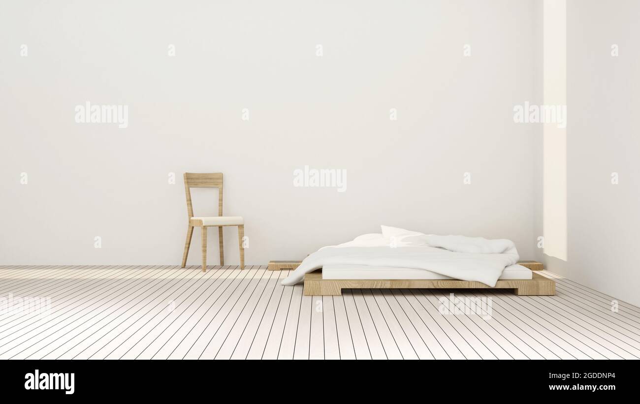 Bedroom and empty space on sunshine day for artwork room in condominium ...