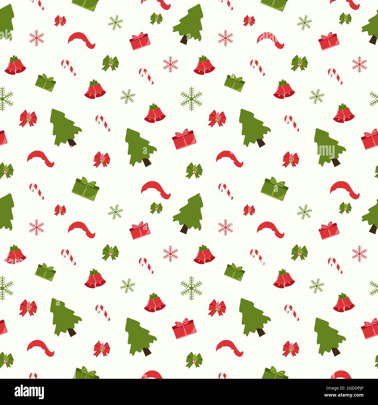 Christmas Background Seamless Pattern With Santa Claus, Tree, Socks ...
