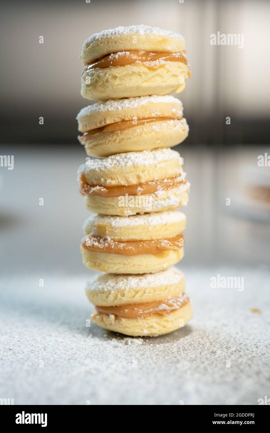 Alfajores: Traditional Peruvian cookies filled with caramel and white ...