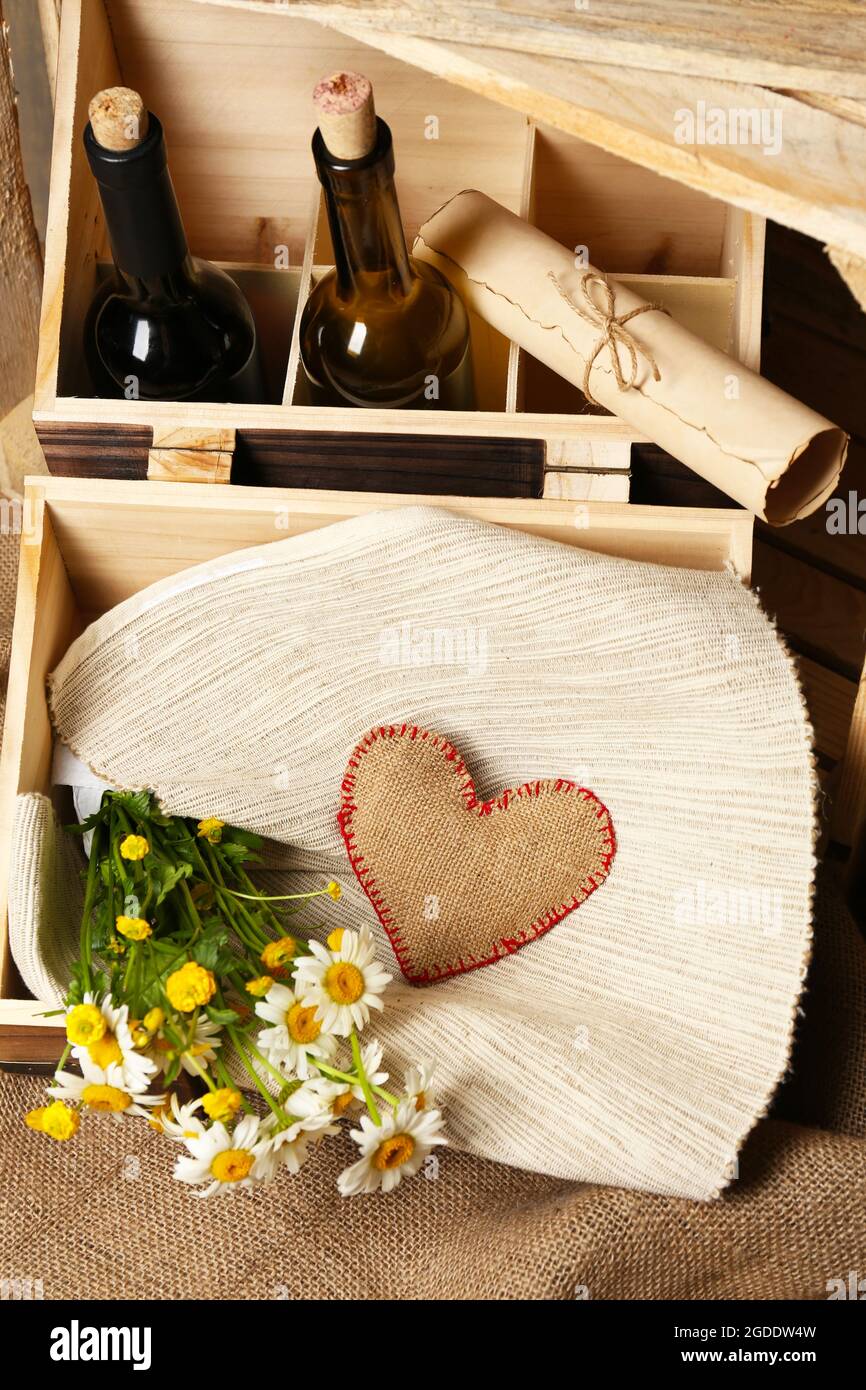 Beautiful still life with bottles of wine Stock Photo - Alamy
