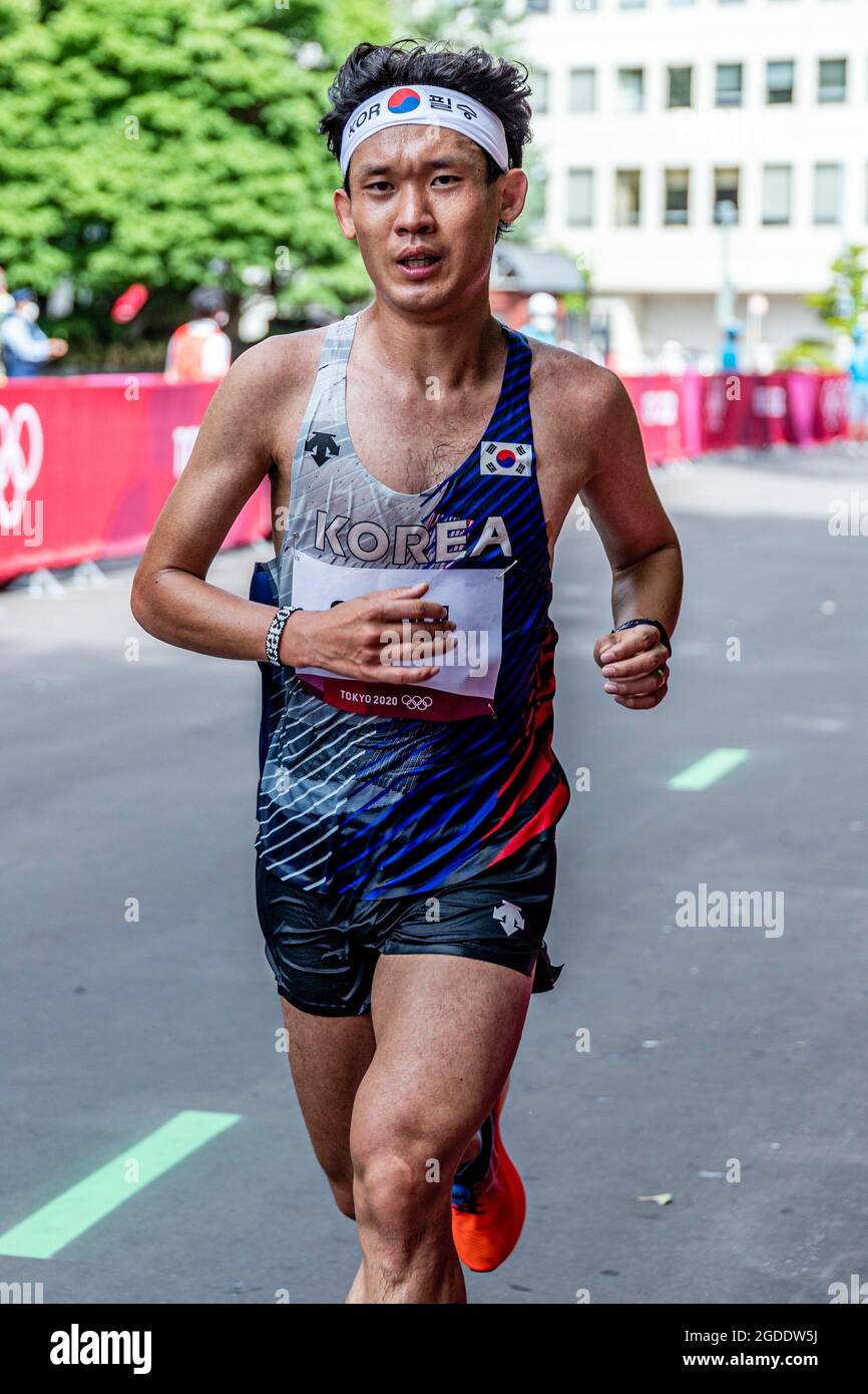 Sapporo, Hokkaido, Japan. 8th Aug, 2021. SHIM Jungsub (KOR) Athletics : Men's Marathon during ...