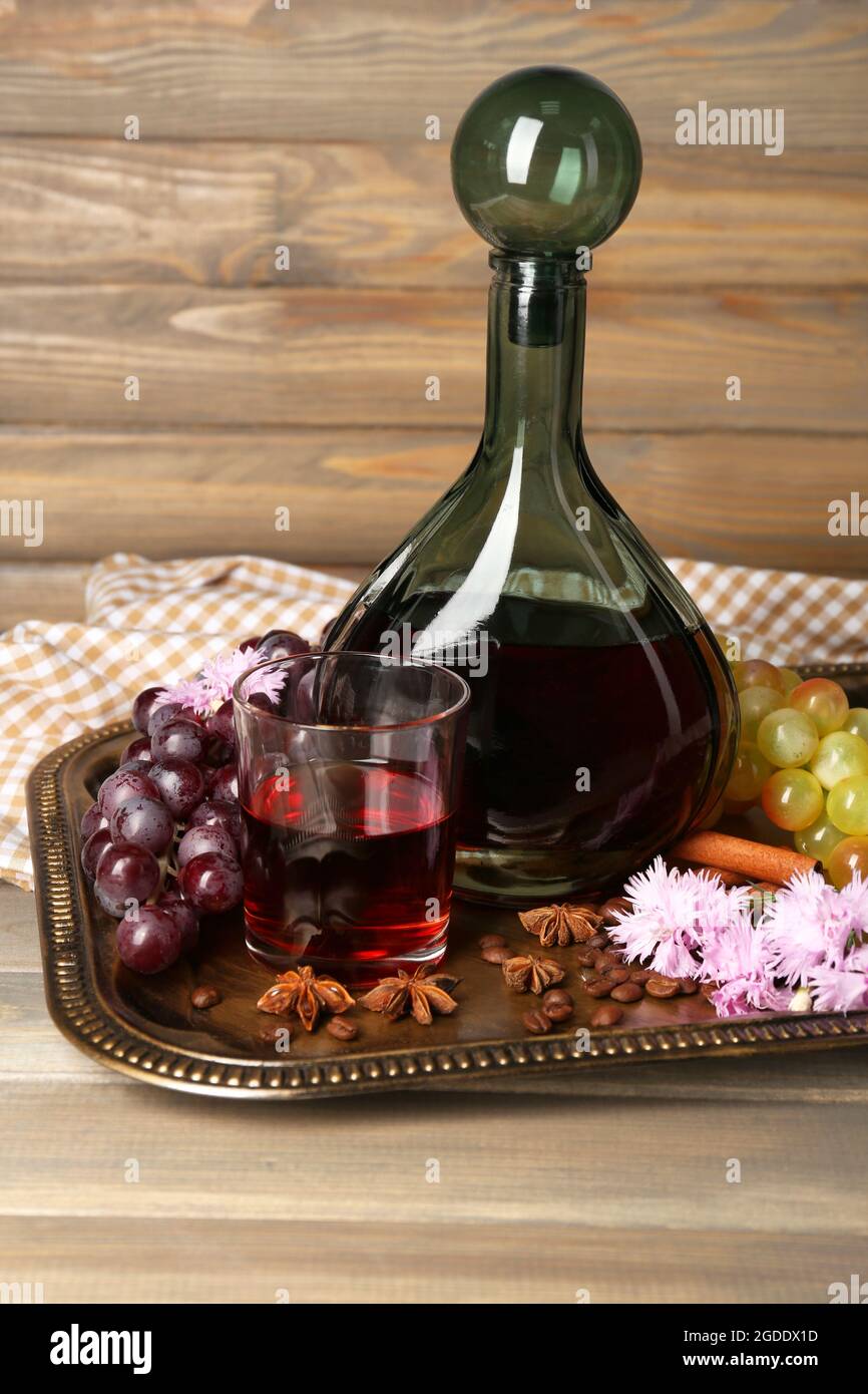 Beautiful still life with bottle of wine Stock Photo - Alamy