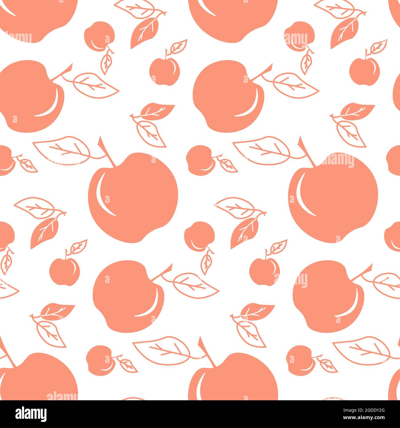 Pattern with pink apples. Vector fruit illustration isolated on white ...