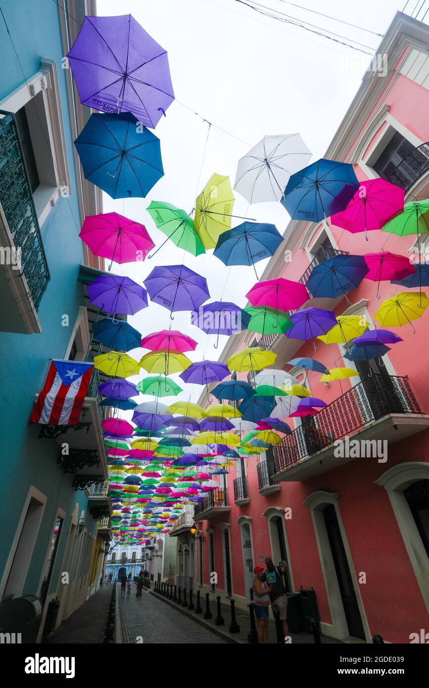 Colorful Umbrellas of downtown San Juan, Puerto Rico s capital and ...