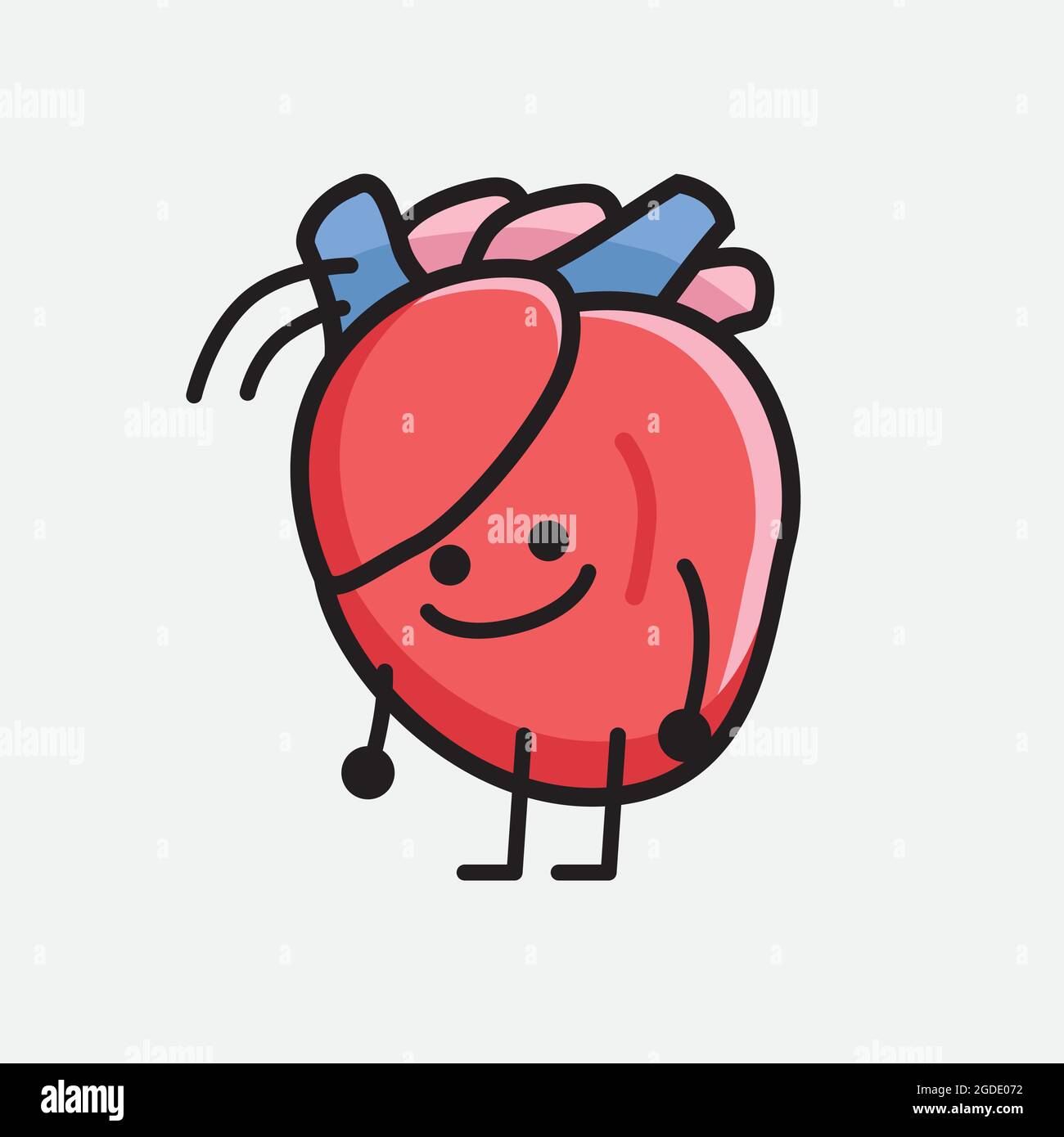 Vector Illustration of Heart Organ Character with cute face and simple ...