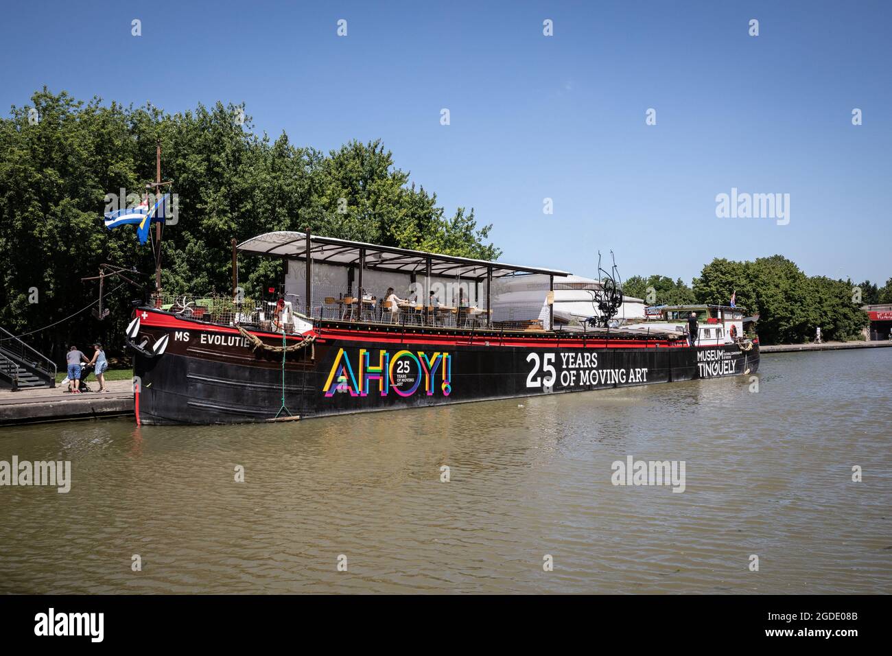 Paris, France. 18th July, 2021. The converted cargo ship MS Evolutie at ...