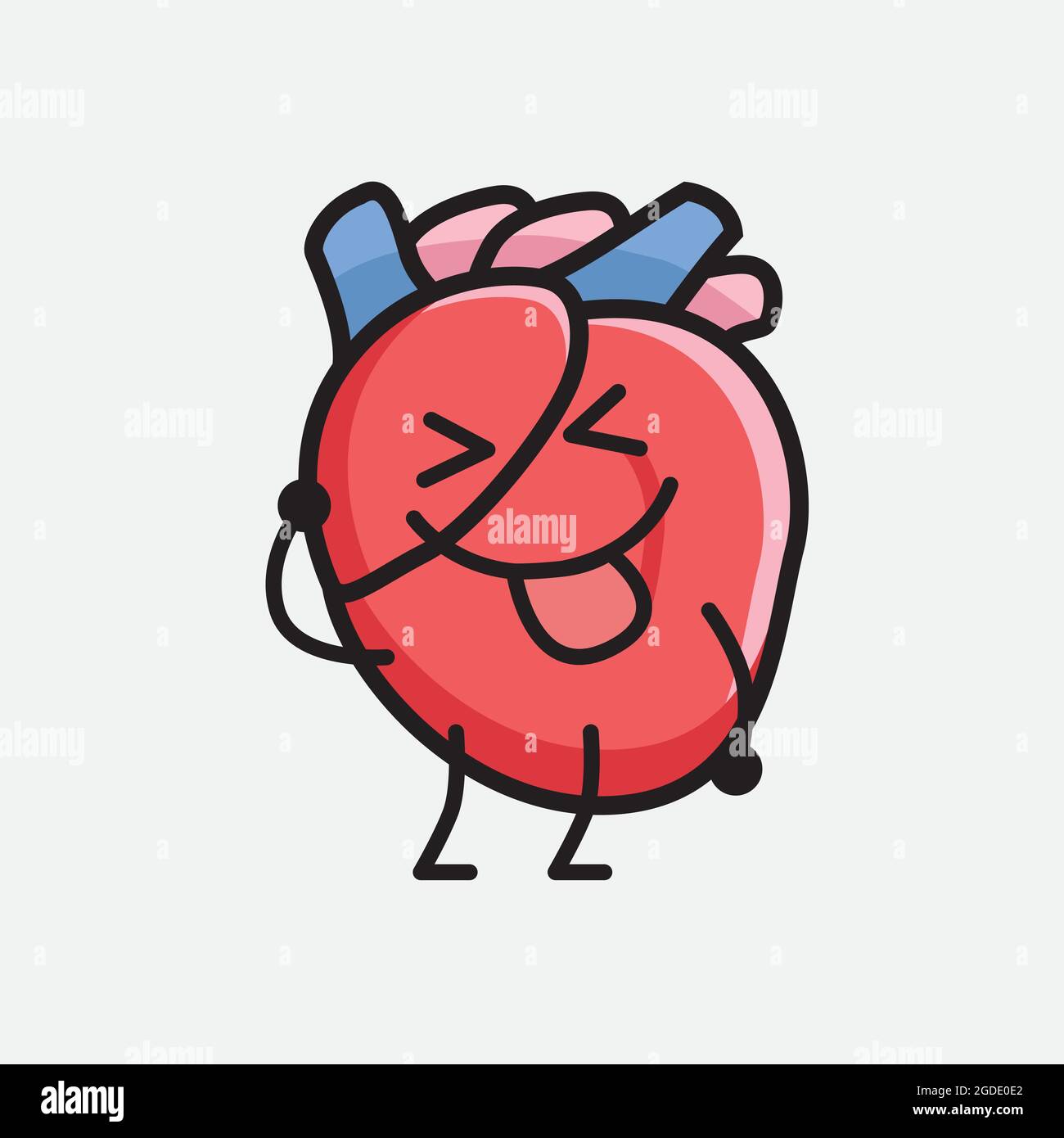 Vector Illustration of Heart Organ Character with cute face and simple ...
