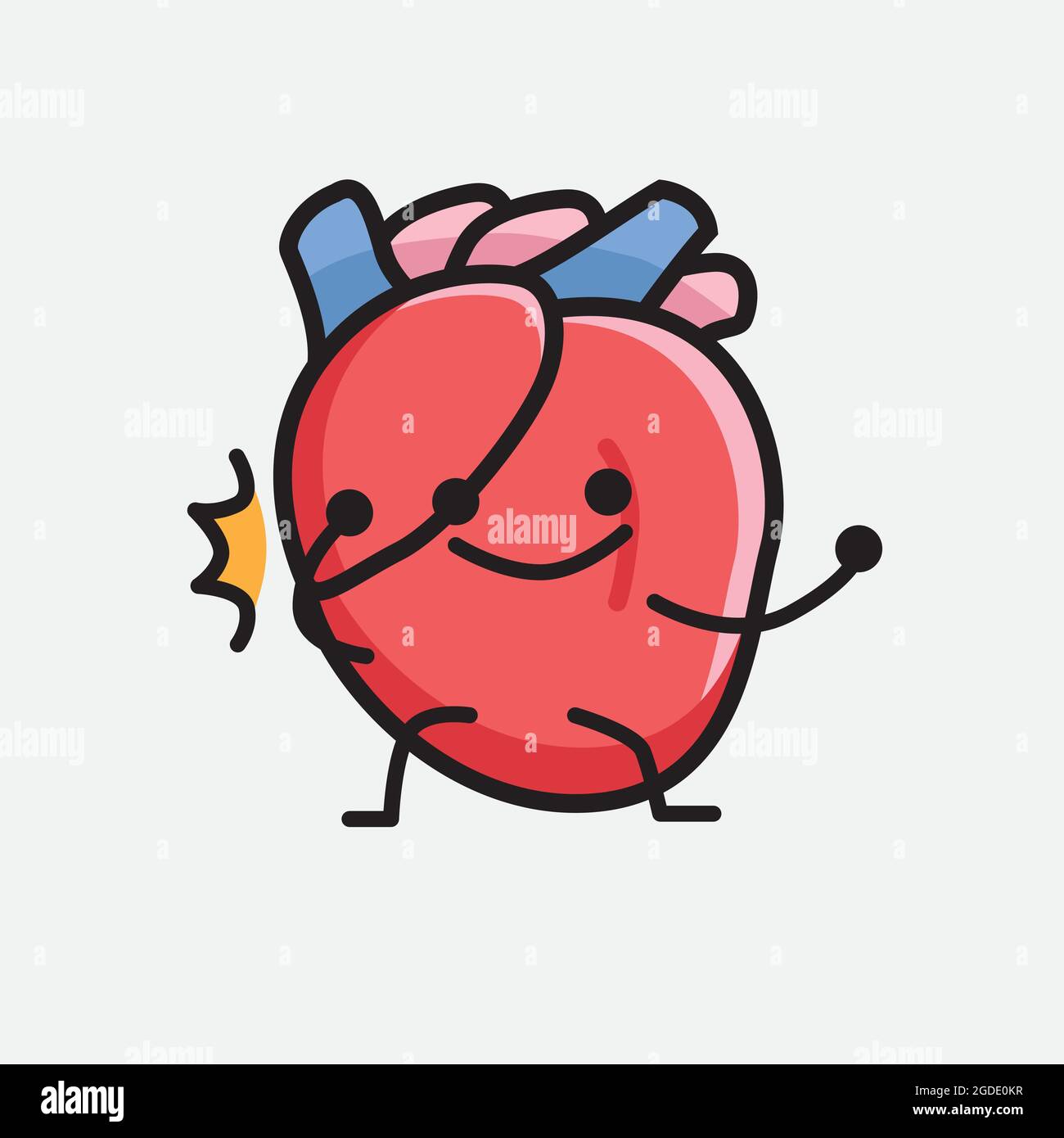 Vector Illustration of Heart Organ Character with cute face and simple ...