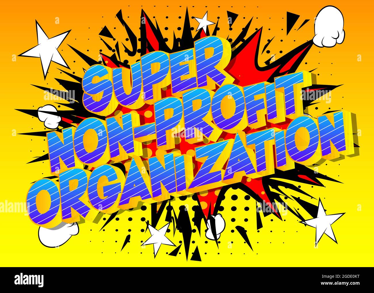 Super Non-Profit Organization - Comic book, cartoon words, with text ...