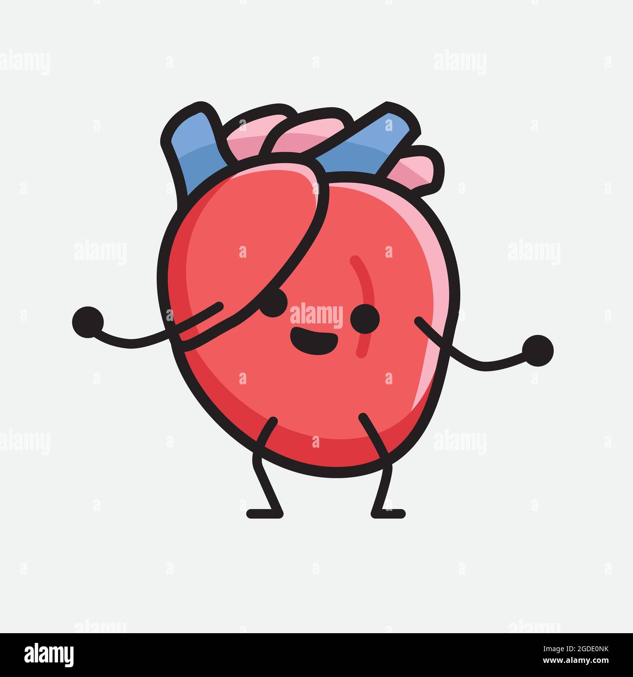 Vector Illustration of Heart Organ Character with cute face and simple ...