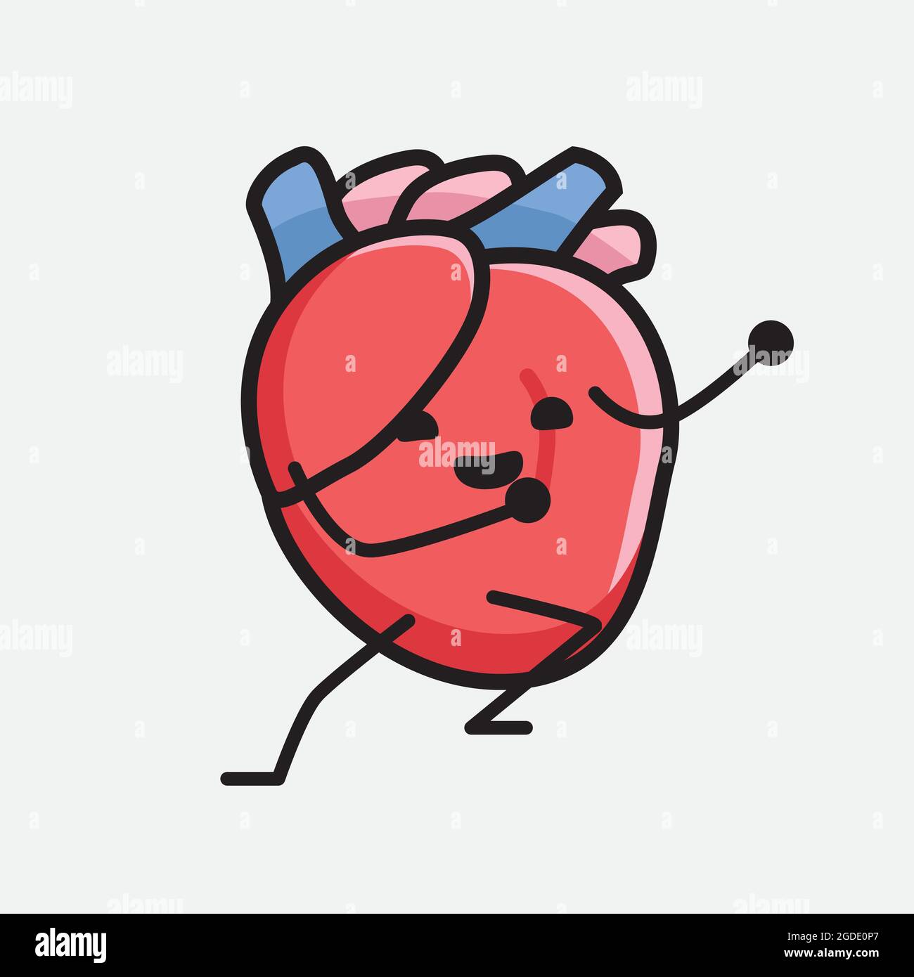 Vector Illustration of Heart Organ Character with cute face and simple ...