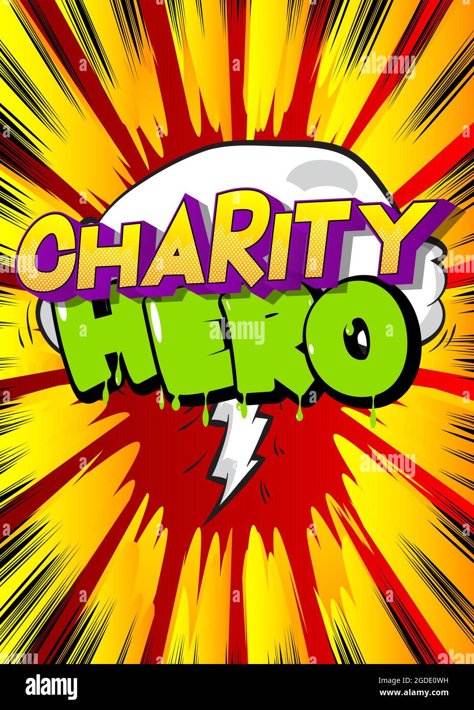 Charity Hero - Comic book, cartoon words, with text effect. Speech ...