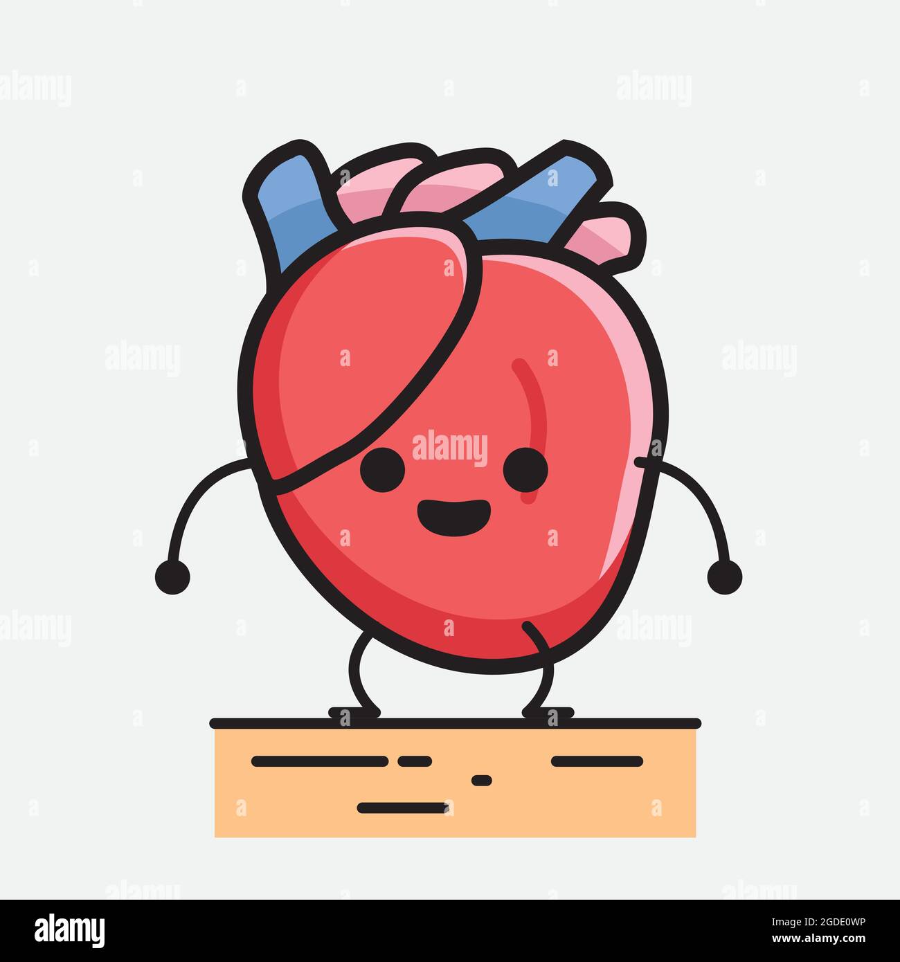 Vector Illustration of Heart Organ Character with cute face and simple ...