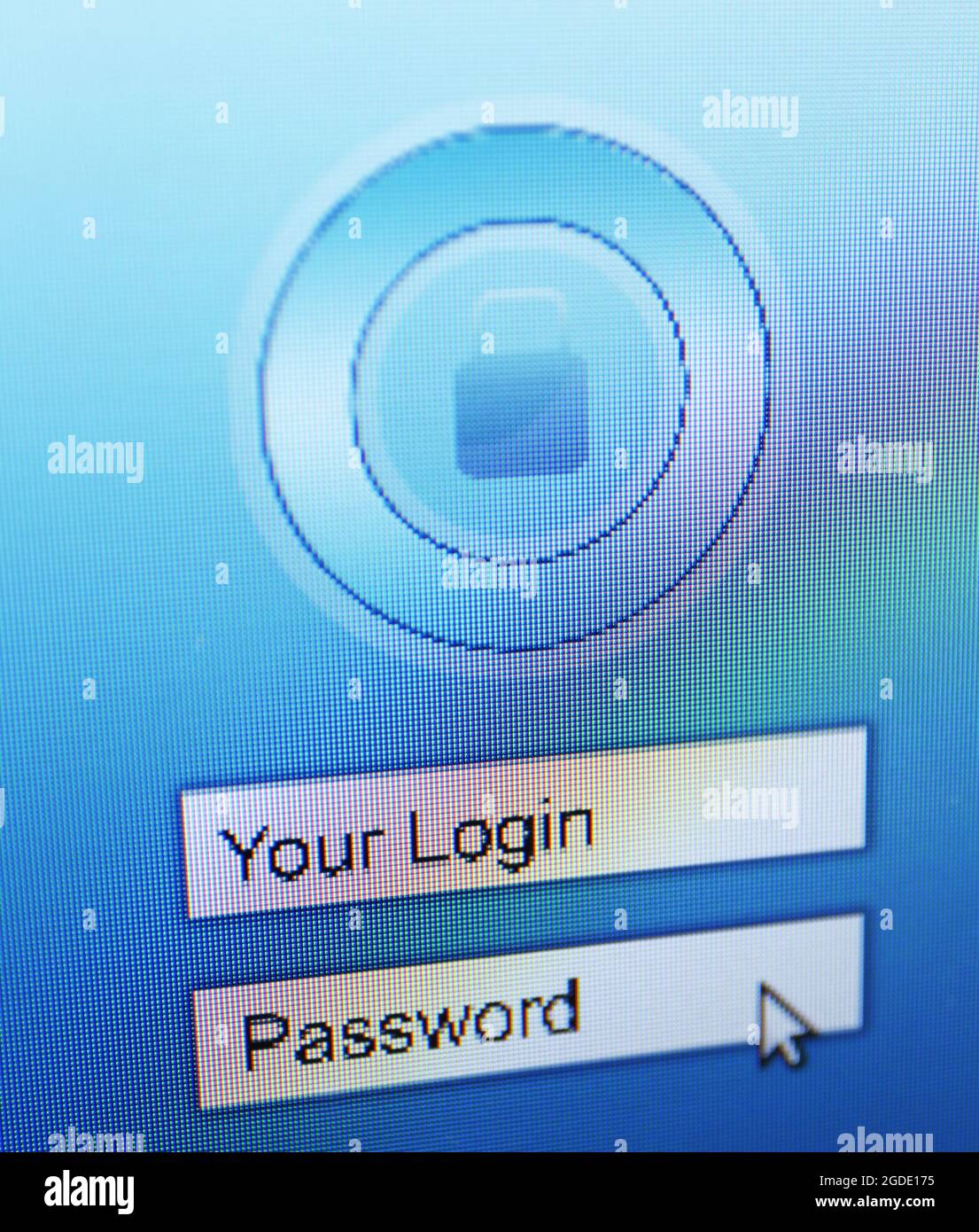 Login and password on monitor screen Stock Photo - Alamy