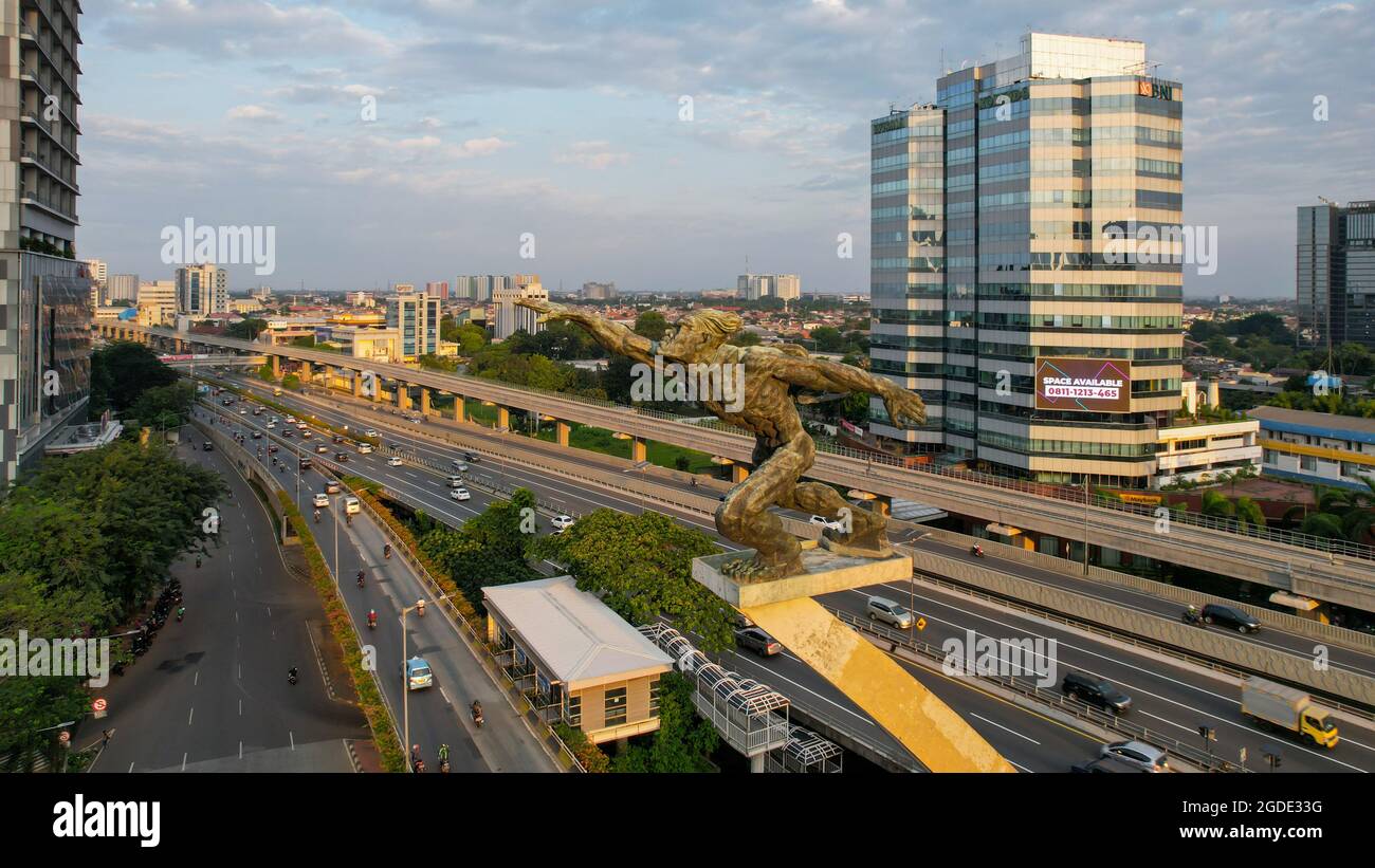 Aerial view of The Dirgantara Statue Monument or better known as the ...