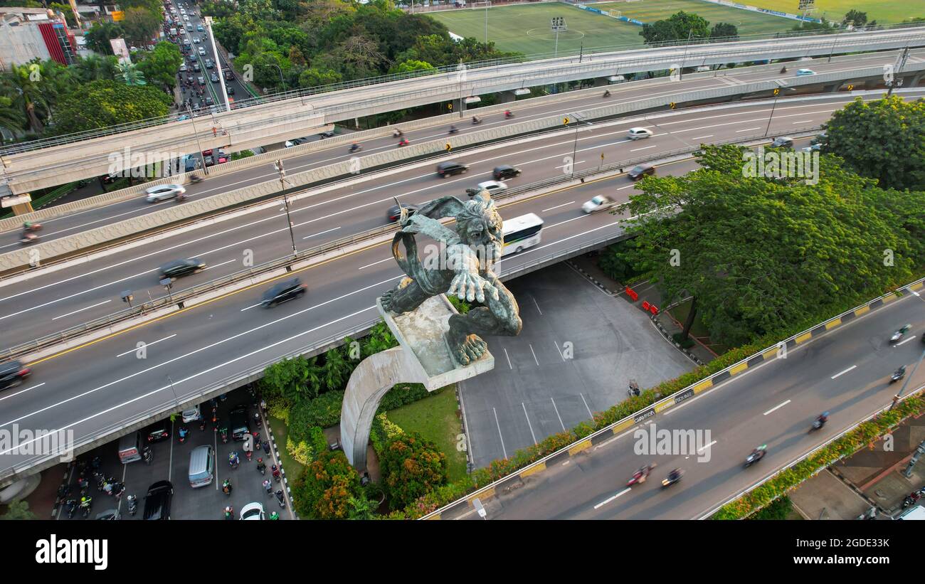 Aerial view of The Dirgantara Statue Monument or better known as the ...
