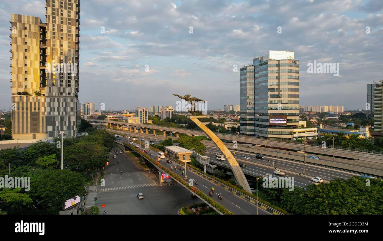 Aerial view of The Dirgantara Statue Monument or better known as the ...