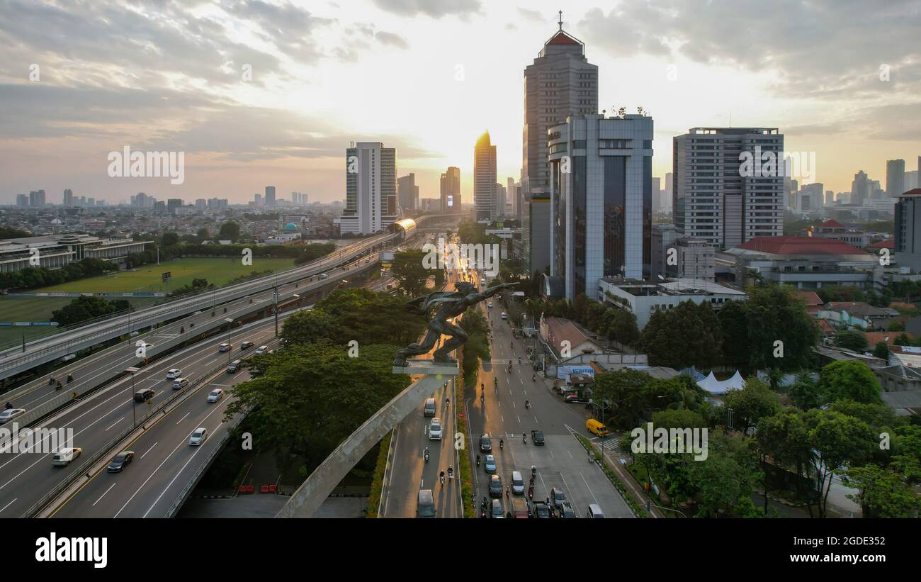 Aerial view of The Dirgantara Statue Monument or better known as the ...