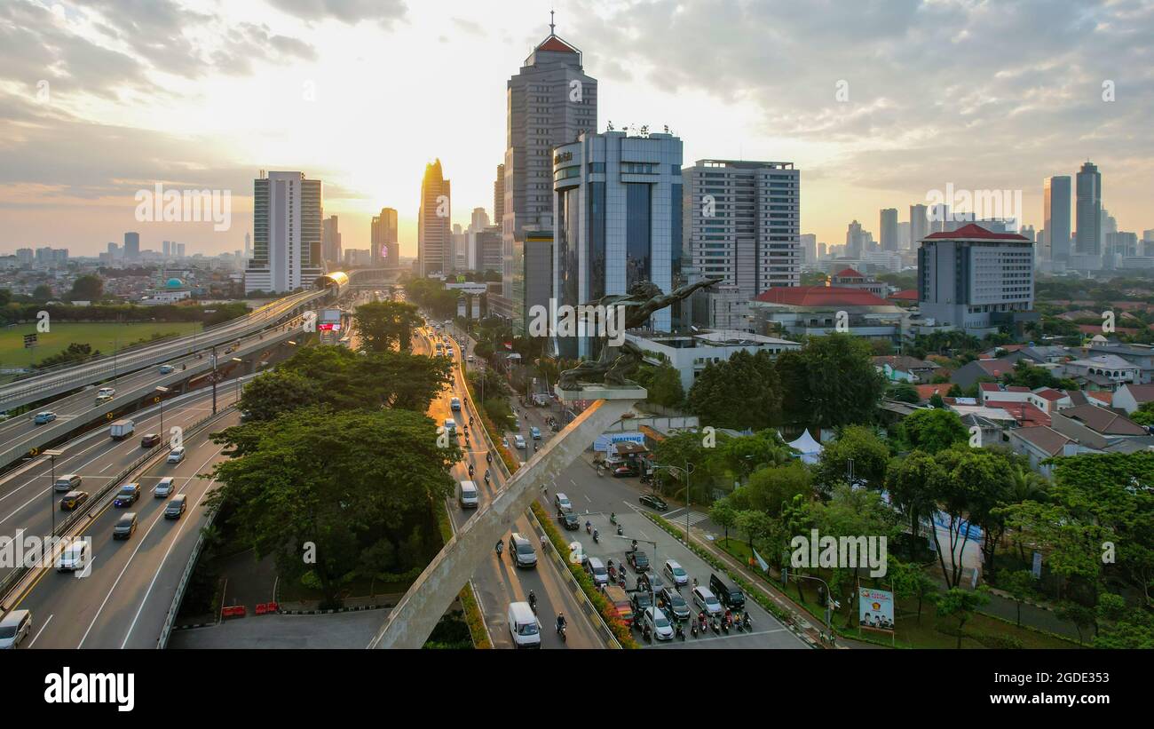 Aerial view of The Dirgantara Statue Monument or better known as the ...