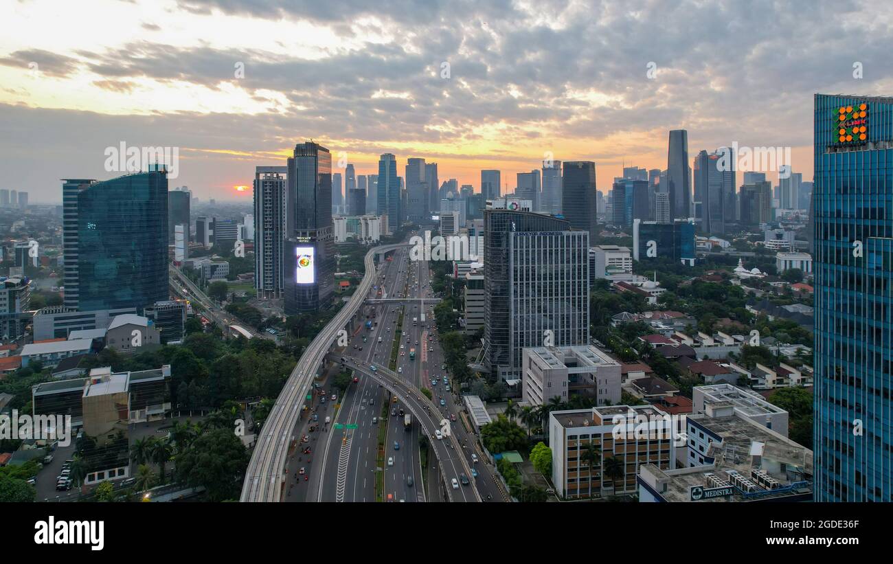 Aerial view of Panoramic photo of Jakarta overlooking Parklands, and ...