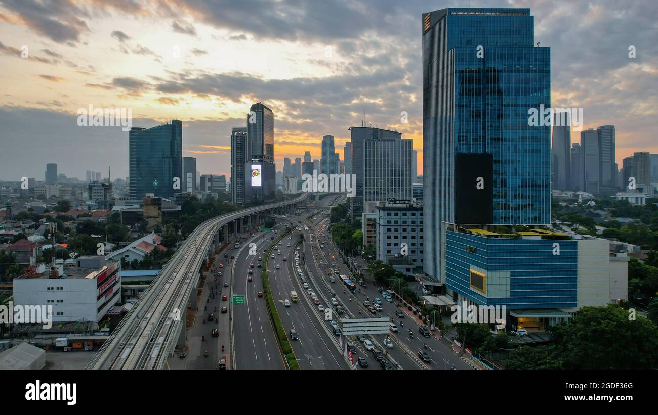 Aerial view of Panoramic photo of Jakarta overlooking Parklands, and ...
