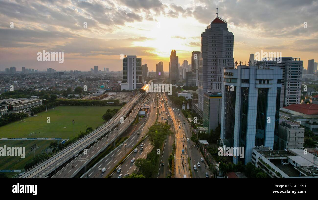 Aerial view of Panoramic photo of Jakarta overlooking Parklands, and ...