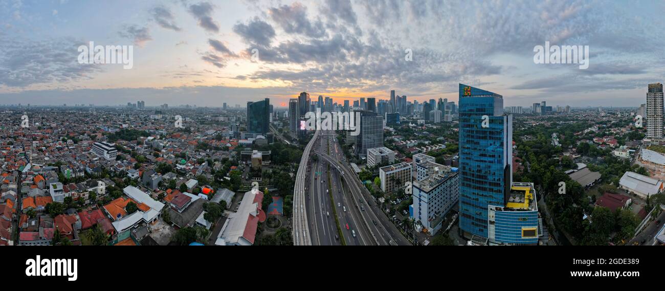 Aerial view of Panoramic photo of Jakarta overlooking Parklands, and ...