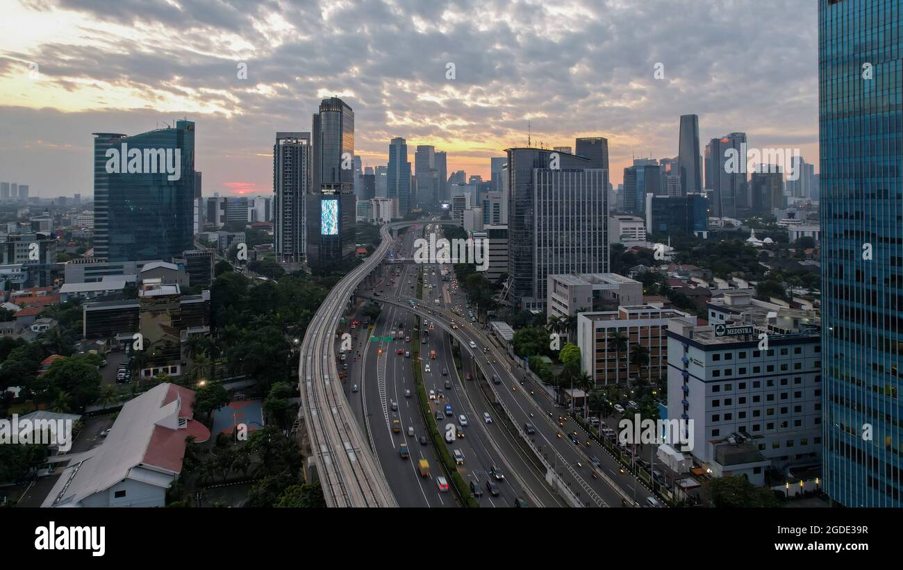 Aerial view of Panoramic photo of Jakarta overlooking Parklands, and ...
