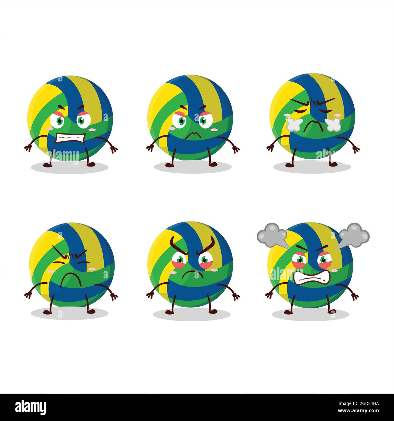 Volleyball cartoon character with various angry expressions. Vector ...
