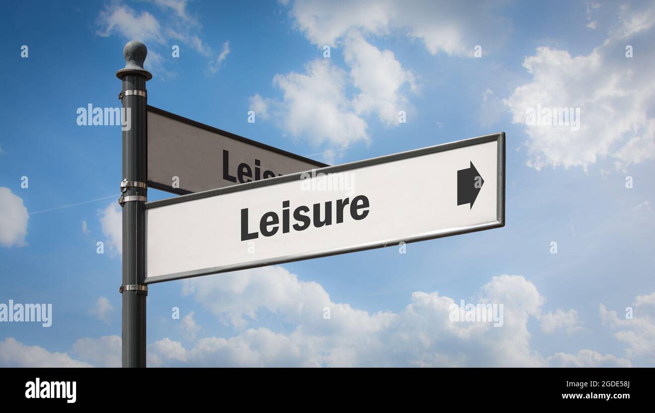 Street Sign the Direction Way to Leisure Stock Photo - Alamy