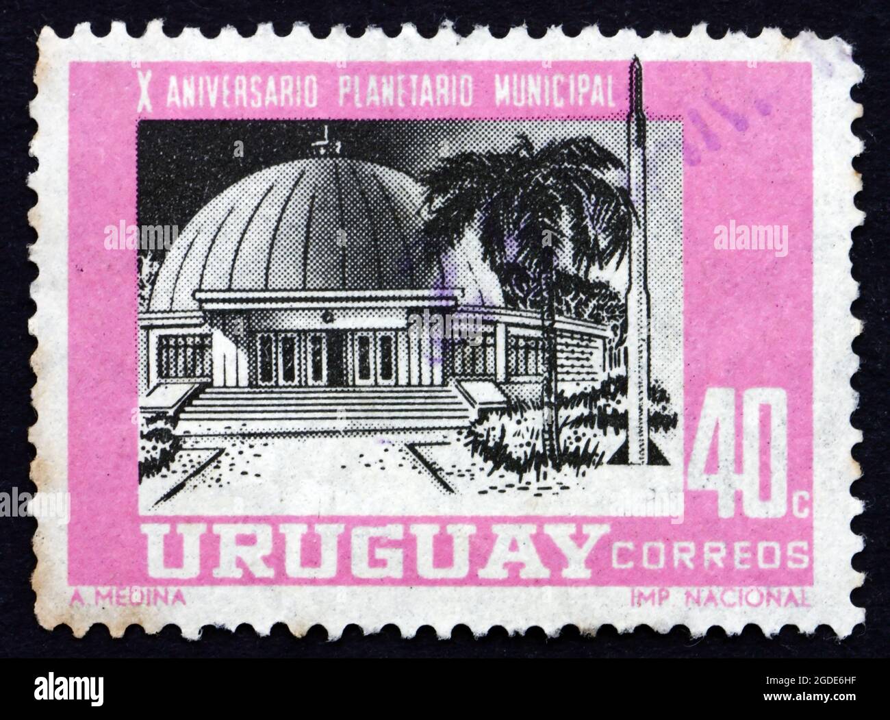 URUGUAY - CIRCA 1967: a stamp printed in the Uruguay shows Montevideo ...