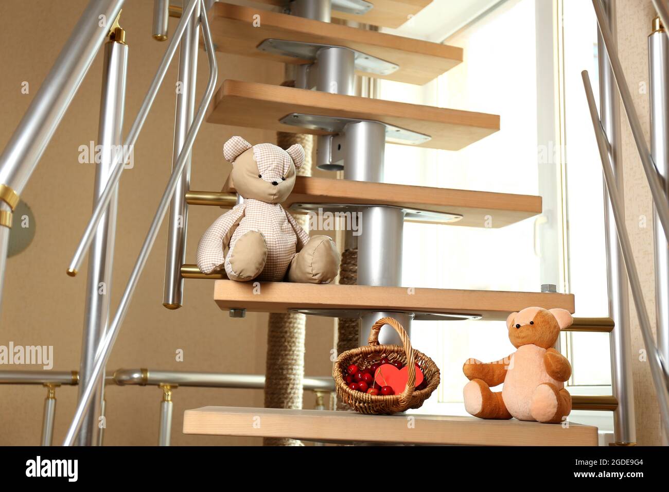Teddy bears on home stairs Stock Photo - Alamy
