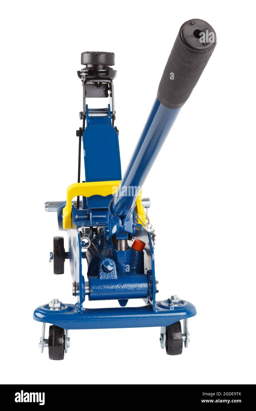 blue hydraulic car jack isolated on white background, 2 ton capacity ...