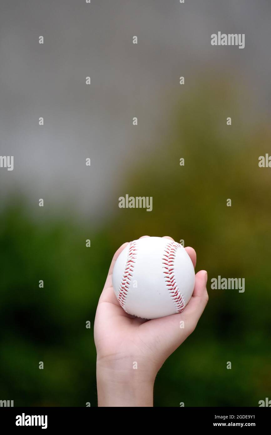 A Hand Holding Baseball Stock Photo - Alamy