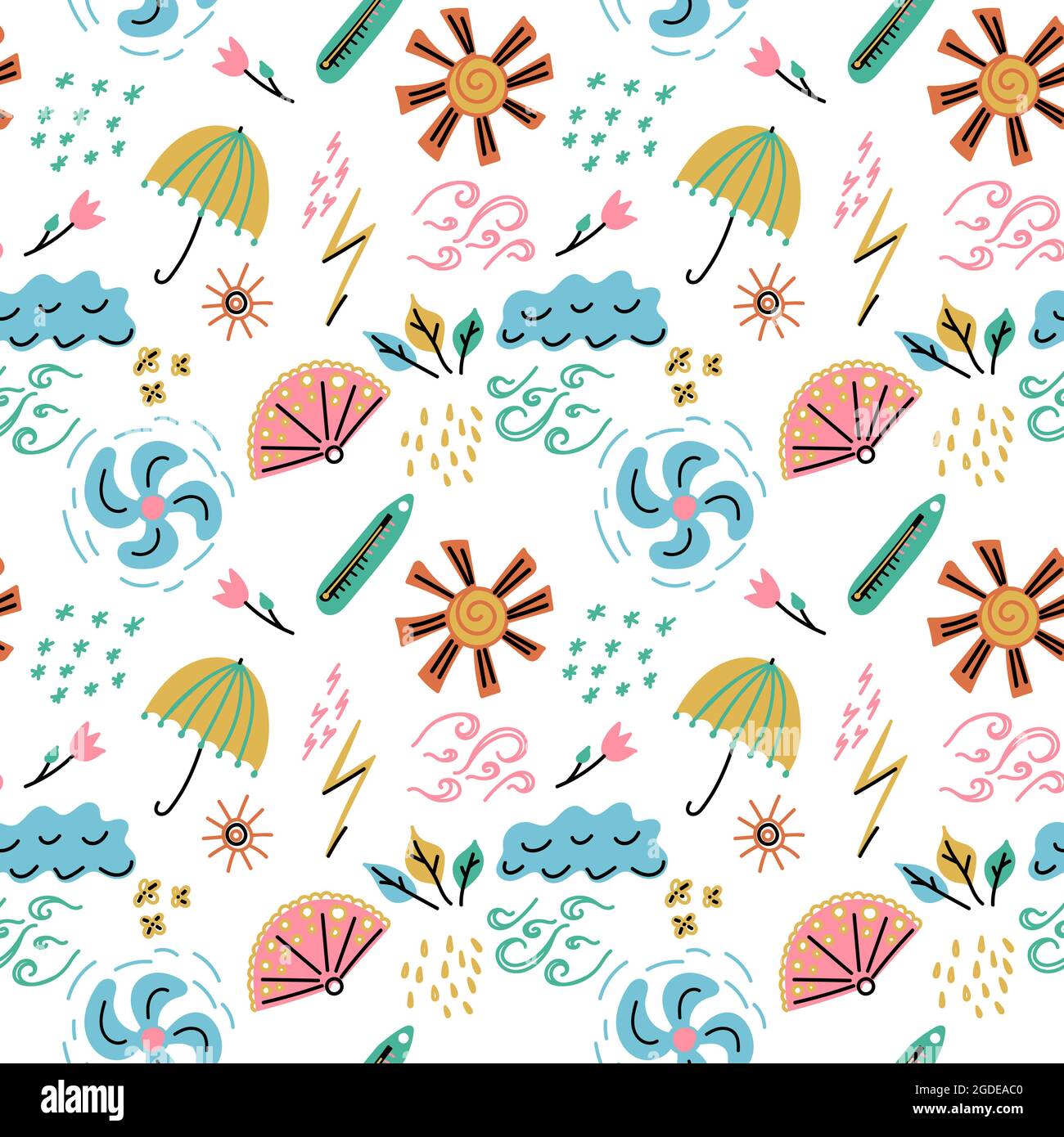Weather of seasons of the year seamless pattern. Repeat endless pattern ...