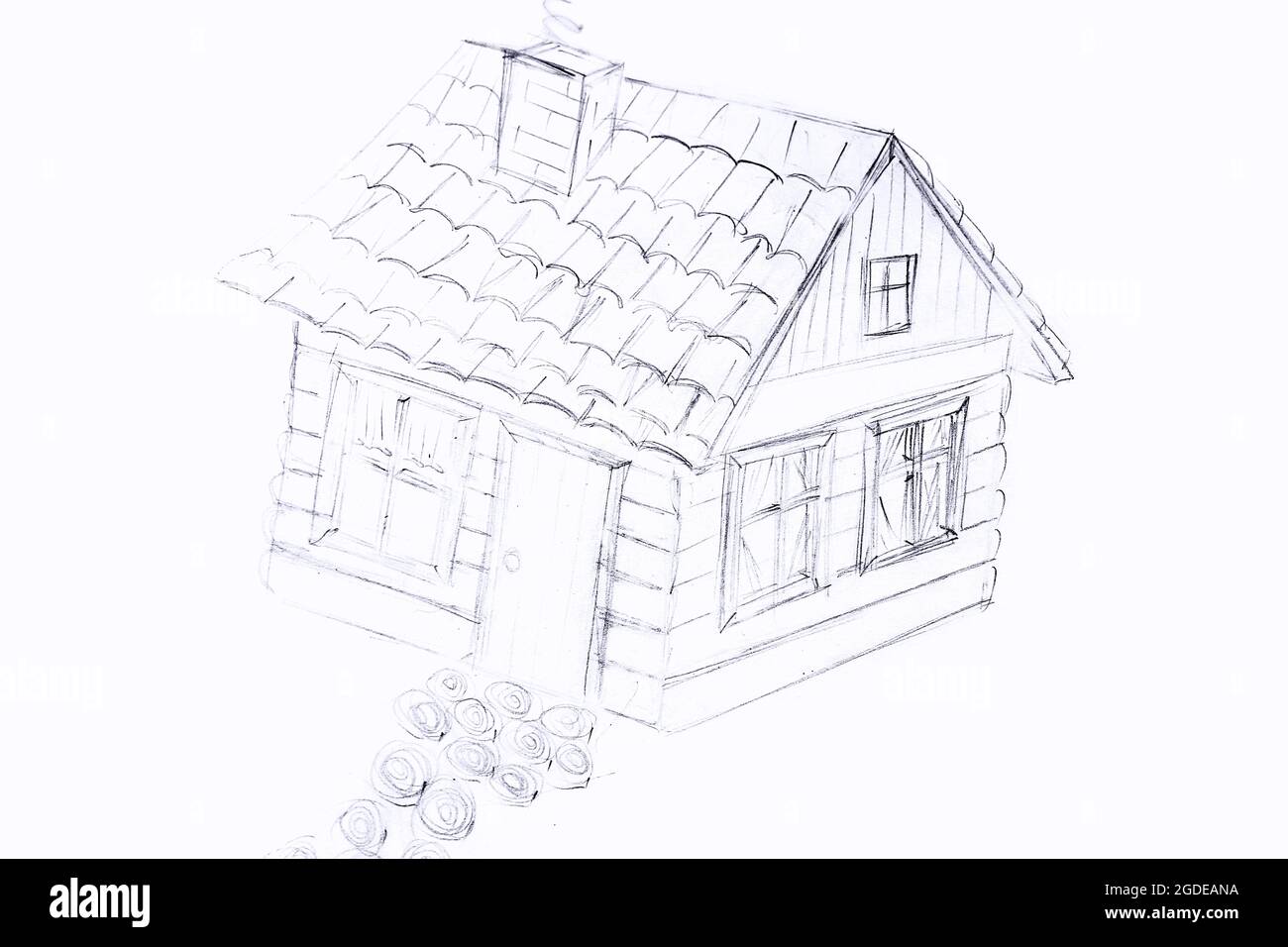 Kutcha House Drawing