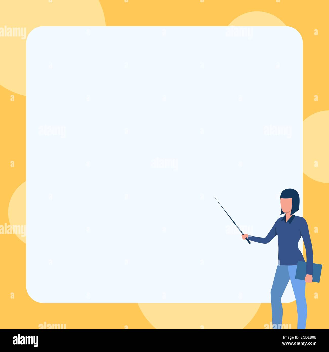 Lady Drawing Standing Holding Notebook While Pointing Stick In Big ...