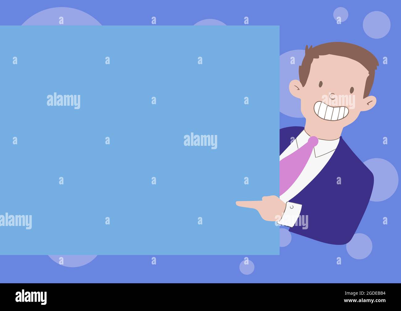 Happy Man In Suit Drawing Standing Holding Pointing Blank Paper Board ...