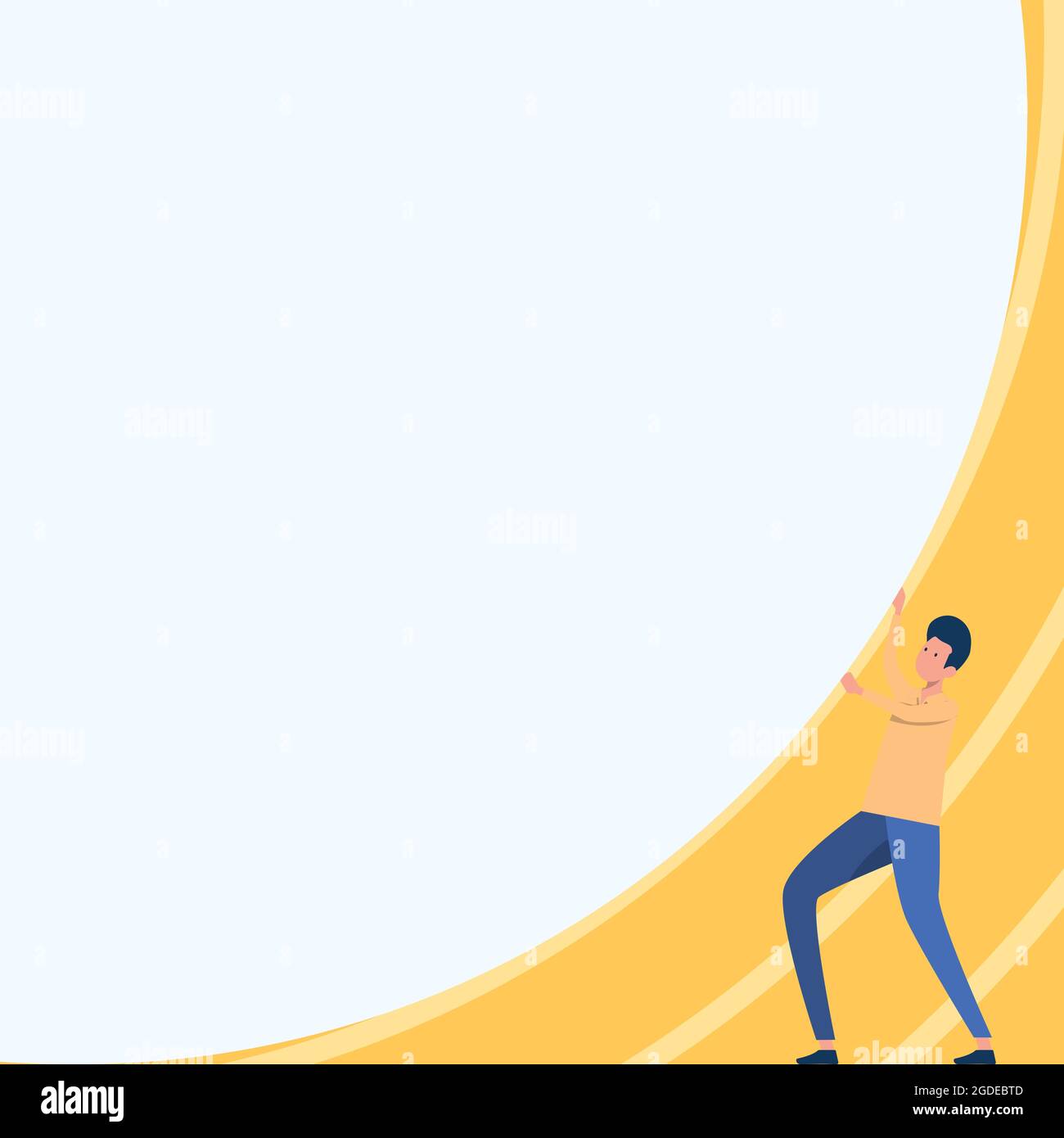 Gentleman Drawing Standing Pushing Big Circular Object. Businessman ...