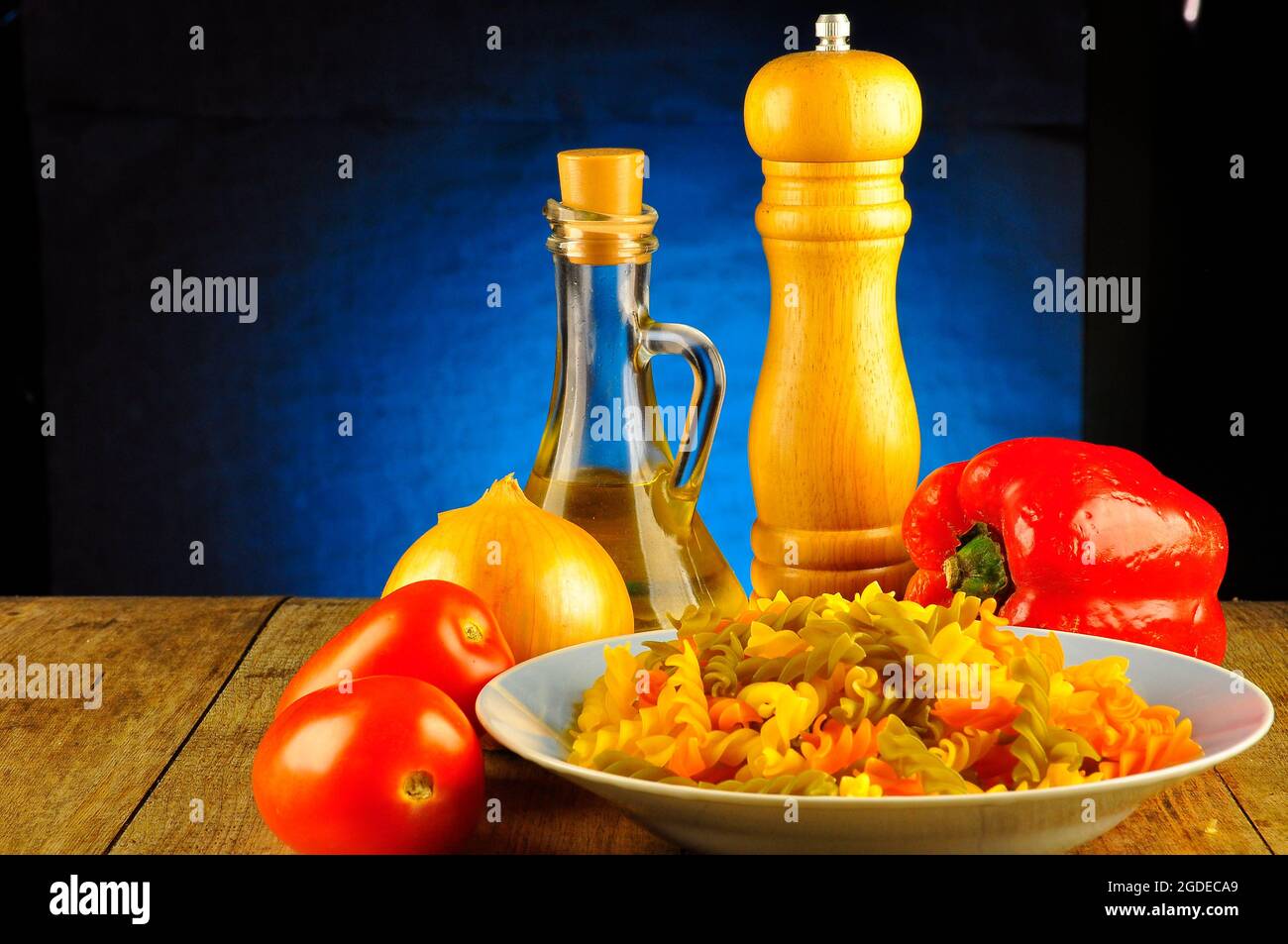 Pasta on the plate, ready to cook italian food Stock Photo - Alamy