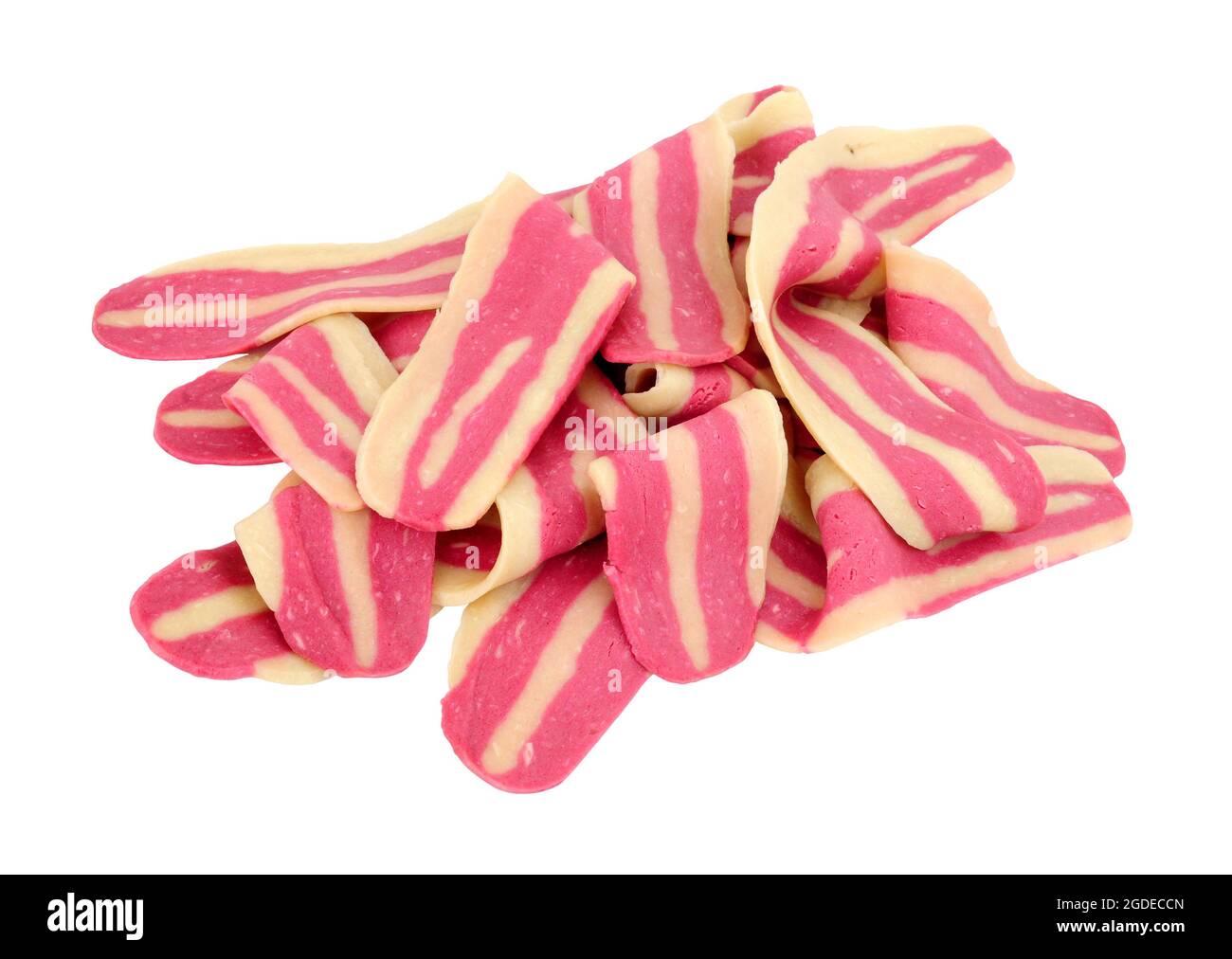 Raw meat free plant based bacon rashers isolated on a white background ...