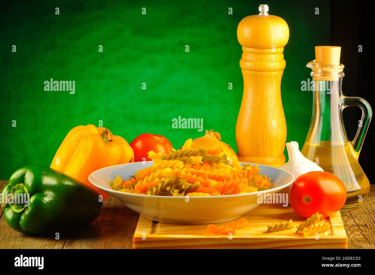 Pasta on the plate, ready to cook italian food Stock Photo - Alamy