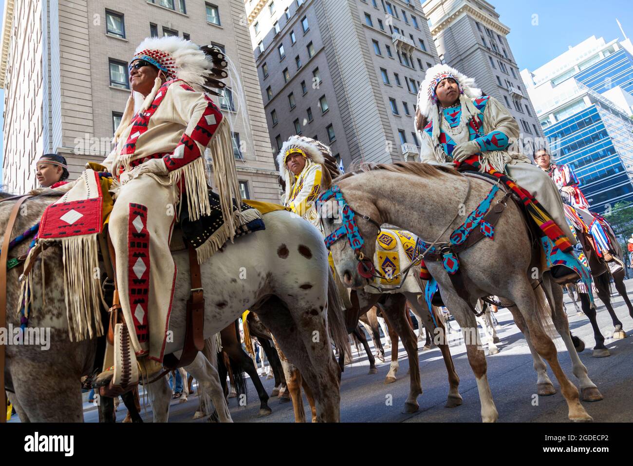 View of local Indians on the streets of Calgary celebrating the ...