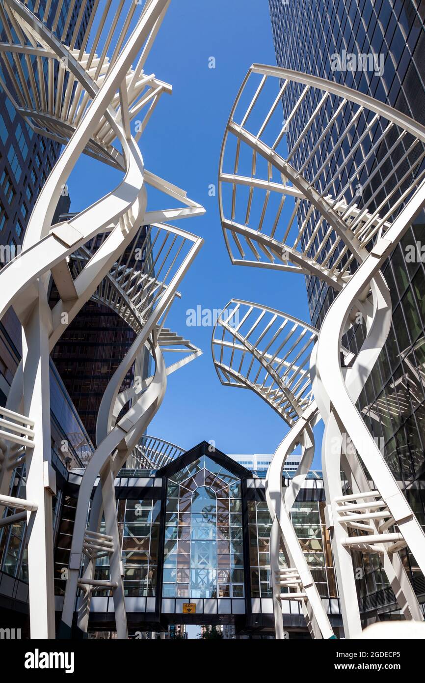 View of metal structure architecture on Stephen's avenue in Calgary ...